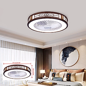 64W Rotatable Light with Ceiling Fan, Wood Reversible Ceiling Fans with Lights Remote Control, Timing&3 LED Color 3 Wind Speeds Noiseless Ceiling Fan with Lights for Bedroom Living Room