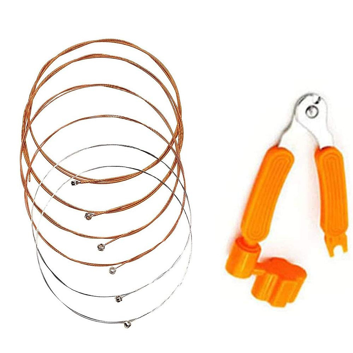 Guitar Strings set for Beginner Learner Practice(set of 6) with 3 in 1 guitar string cutter orange