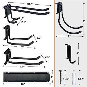 Tappio 12PCS Tool Storage Rack, Wall Mount Tool Organizer, 48inch with 11 Adjustable Hooks uper Heavy Duty Steel Garden Tool Organizer Wall Holders