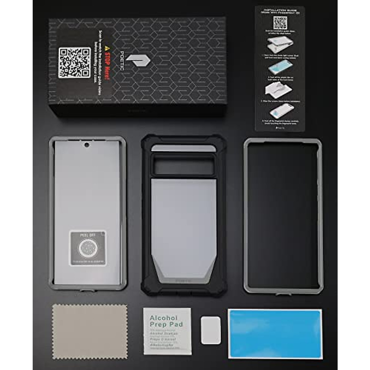 Poetic Guardian Case Designed for Google Pixel 6 Pro 5G, Built-in Screen Protector Work with Fingerprint ID, Full Body Hybrid Shockproof Bumper Cover Case, Black/Clear