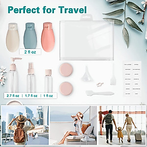 ZGDZ Reusable Travel Size Toiletry Bottles Leakproof Travel Skincare Containers Kit TSA Approved Carry on Airplane Essentials Accessories Shampoo Conditioner Sub-Bottling Set Refillable Quart Bag