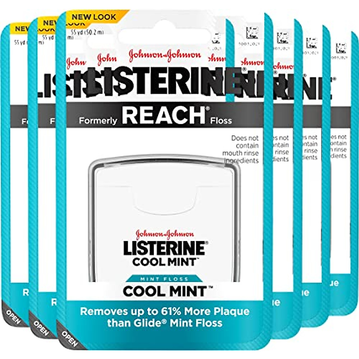 Listerine Cool Mint Interdental Floss Bundle | Effective Plaque Removal, Teeth & Gum Protection | Shred-Resistant, Fresh-Breath Feeling, PFAS Free | 55 Yards, 6 Pack