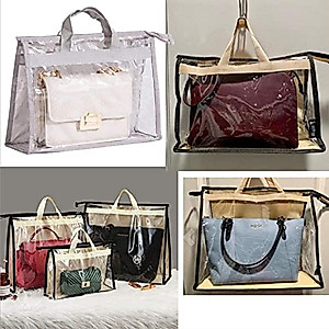3 Pack Handbag Organizer Dust Cover Bag Transparent Anti-dust Purse Storage Bag for Hanging Closet with Zipper and Handle Space-saving Storage Bag( Handbag Storage)