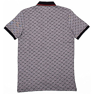 Gucci Polo Shirt, Mens Gray Short Sleeve Polo T- Shirt GG Print (L)