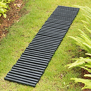 Gardenised QI004106 Black Garden Pathway Track Outdoor Waterproof Tile Anti-Slip Pavers Floor Mat, 14" Long