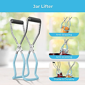 Pisol Canning Supplies Starter Kit, Canning Tools Set with Kitchen Funnel, 4 Sizes Spout and 2 Sizes Strainers, Canning Rack, Kitchen Tongs, Jar Lifter, Jar Wrench, Bubble Popper and Lid Lifter