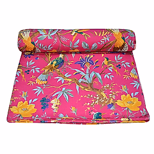 Maviss Homes Beautifuly Designed Dress Making Hand Block Printed Fabric |Indian Cotton Craft Sewing Material Supplies | Fabric for Quilt Making | 5 Yard; Pink