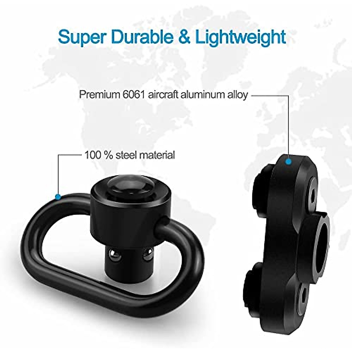 Bontok Sling Swiels Mount Set, 1.25 Inch Sling Mount Mloc Attachments Set (Black)