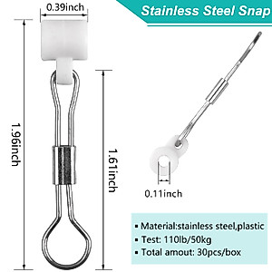 Fishing Line Sinker Slides with Safety Snaps, 30Pcs/Box High Strength Fishing Clip Snap Sinker Fishing Line Connector for Fishing Tackle