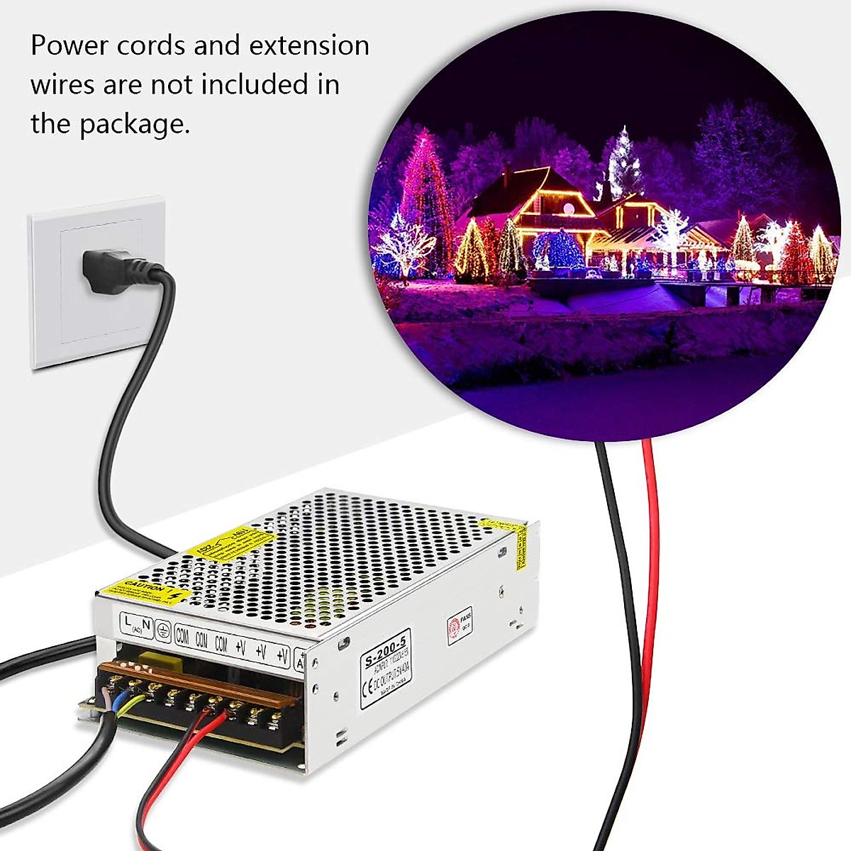 SHNITPWR 5V DC Power Supply AC/DC Converter Adapter Transformer 5 Volt 40 Amp 200W LED Driver 110V / 220V AC Input for WS2812B WS2811 WS2801 WS2813 SK6812 LED Pixel Strip Light CCTV Camera