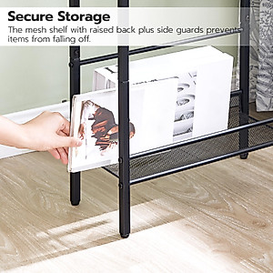 HOOBRO Small Narrow Side Table with Charging Station, Skinny End Table for Small Spaces, Slim Nightstand with USB Ports Outlet, Sofa Beside Table with Storage Shelf, Rustic Brown and Black BF102UBZ01