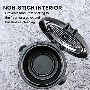 OVENTE Electric Deep Fryer 0.9 Liter Capacity, 840W Power with Locking Lid, Removable Stainless Steel Frying Basket, Adjustable Temperature Knob, Cool Touch Handles and Easy to Clean, Silver FDM1091BR