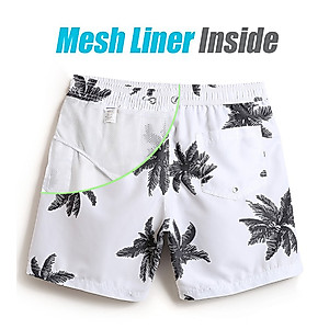 maamgic Men's 7 Inch Bathing Suits with Mesh Lining, Awhite7, L