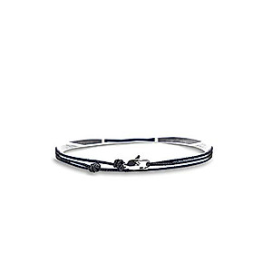 Adjustable Wrap Surfer Bracelet Women & Men - Thin String Bracelet with Snap Hook - Nautical Maritime Beach Jewelry - Handmade & Waterproof - Birthday Gift for Him (Black Silver)