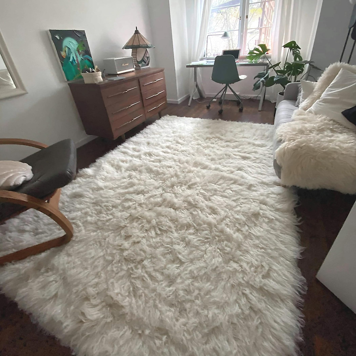Super Plush Flokati Rugs in Popular Sizes | Plush 3000gsm Weight | Soft and Fluffy 3.5" Pile | Excellent Quality | 100% Organic Wool | Shaggy Wool Off White Area Rug (9' x 12')
