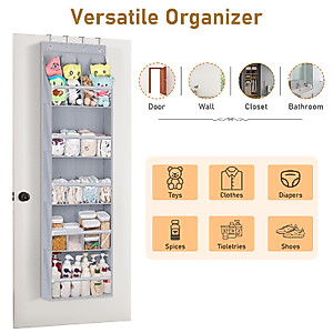 MISSLO 20 Pairs Over The Door Shoe Organizer for Closet Narrow Hanging Shoe Rack for Door Hanger Deep Pocket Door Shoe Holder Storage for Boots, Size 13 Sneakers, Grey