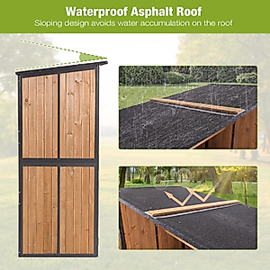 GUTINNEEN 4.6x2.42FT Sheds & Outdoor Storage Shed with All Around Metal Frame,Wooden Tool House with Adjustable Shelfs, Garden Tool Shes for Backyard Garden Patio Lawn, Brown