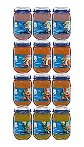 Gerber 3rd Foods Jar Variety Pack - 3 Jars of Banana Blueberry Rice Pudding, 3 Jars of Pasta Marinara, 3 Jars of Pasta Primavera, 3 Jars of Garden Veggies & Rice - 6 OZ Jars (12 CT)