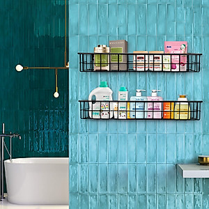 Hanging Wire Basket - Hanging Wall Basket, Hanging Baskets for Kitchen, Wall Basket Decor, Wall Shelves, Wall Rack, Spice Rack, Spice Storage Shelf, Wire Baskets for Organizing, Wire Shelving Unit