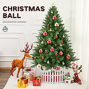 PEMOTech 44Pcs Christmas Balls Ornaments for Xmas Christmas Tree Ornaments Balls with Glitter, Shatterproof Christmas Tree Decorations