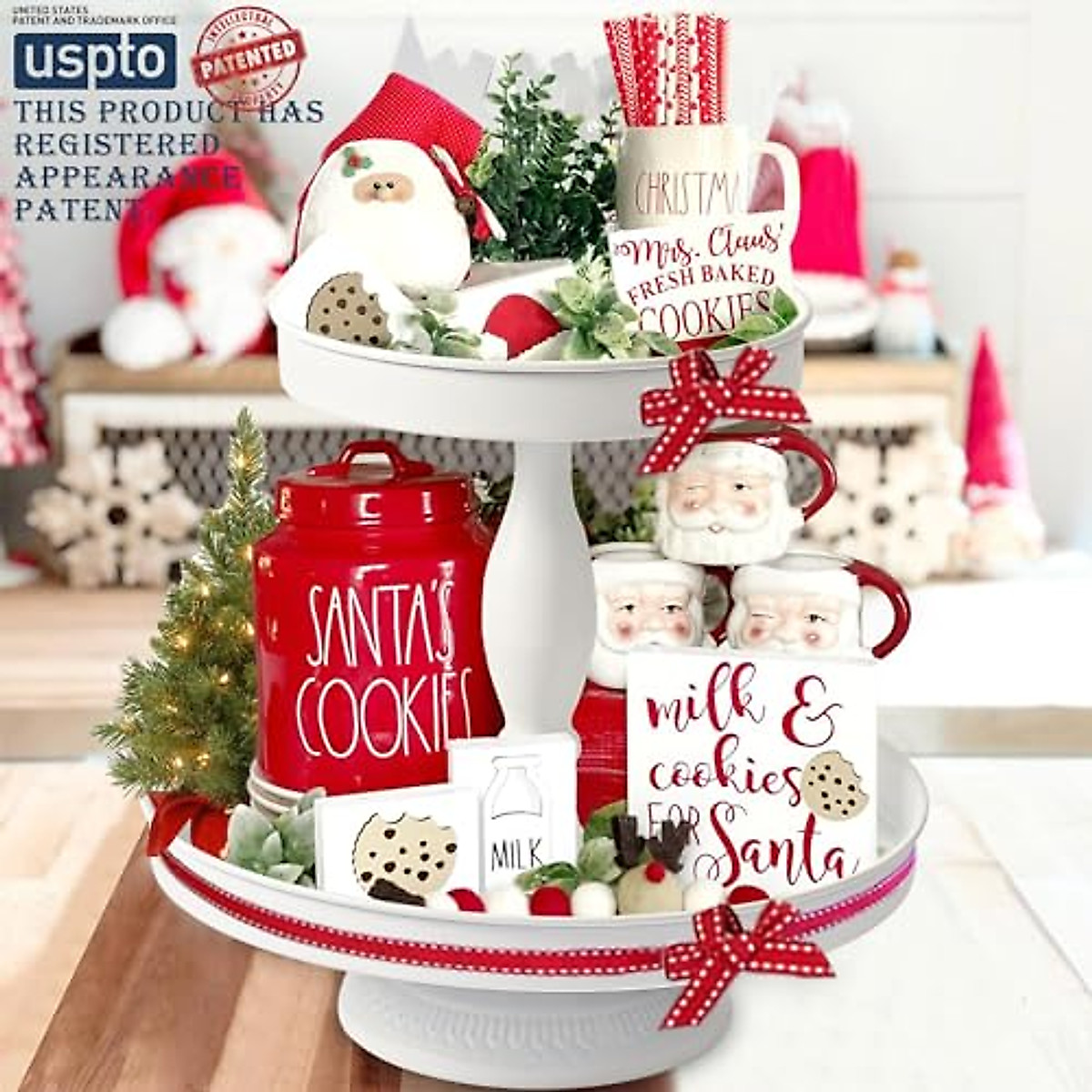 Donosura 2 Tier Tray, White Cupcake Stand Easter Tiered Tray Decor Stands Metal Round Tiered Serving Tray Dessert Dispaly Cupcake Tower for Birthday Wedding Graduation Cememory Party