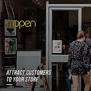 Flashing LED Neon Open Sign Light for Business with ON & Off Switch - Lightweight & Energy Efficient for Restaurants Offices Retail Shops Window Storefronts - Yellow