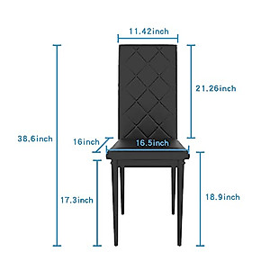 IANIYA 5-Piece Tempered Glass Dining Table Set for Kitchen Room in Transparent Table and Black Chairs (2023 New Black Set 7)