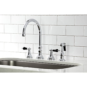 Kingston Brass KS2791PKLBS Duchess Widespread Kitchen Faucet with Brass Sprayer, Polished Chrome
