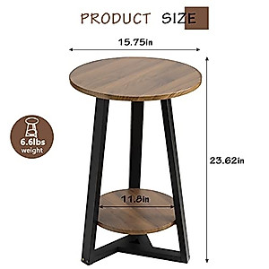 TINSAWOOD Small Side Table, Small End Table for Living Room, Bedroom, Balcony & Small Spaces, Modern Home Decor Round Small Accent Table with Storage Shelf, Easy Assembly