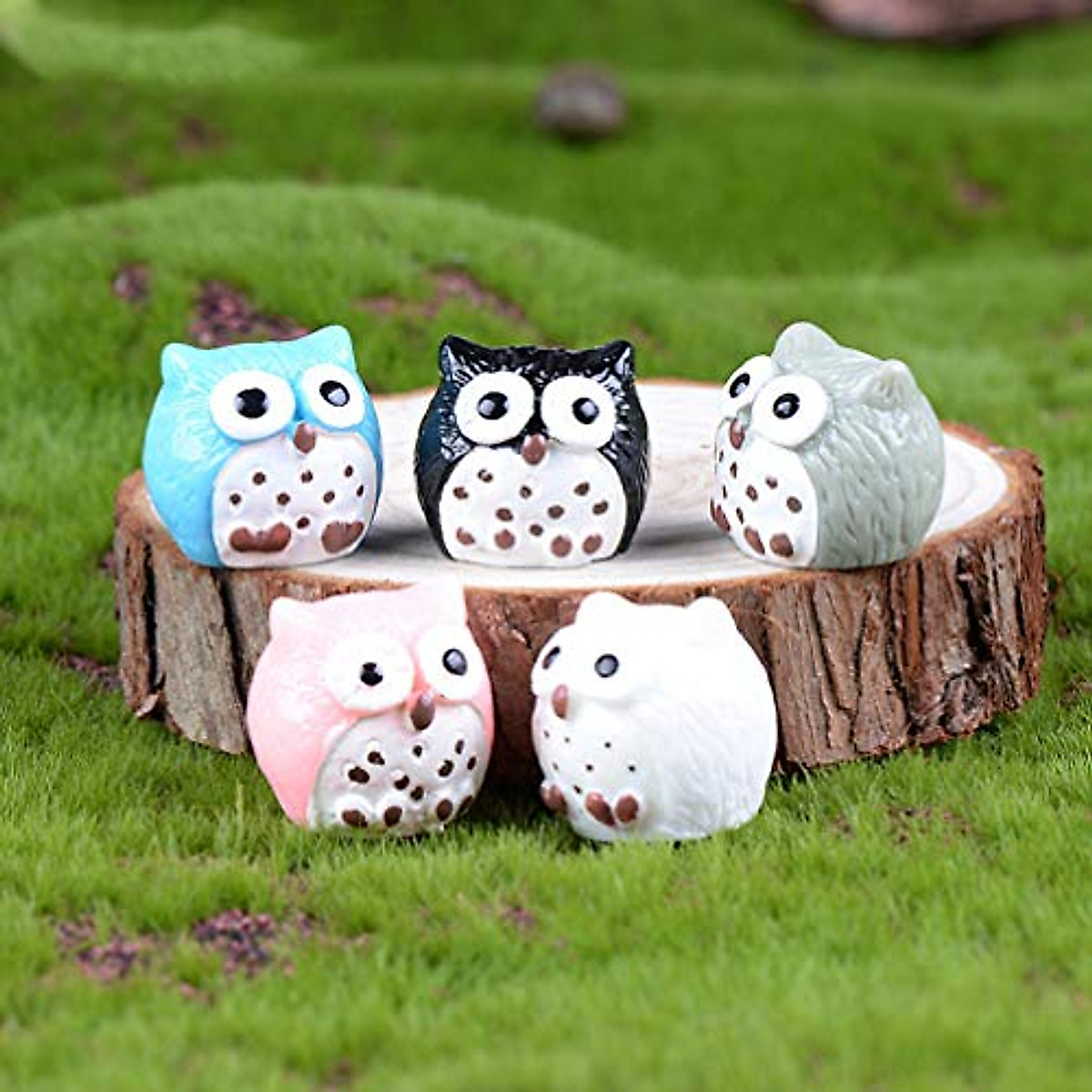 5 Pcs Miniature Garden Ornament Resin Owls Figure Animal Toys Fairy Garden Office Decor Fish Tank Aquarium Bonsai Dollhouse Decorations