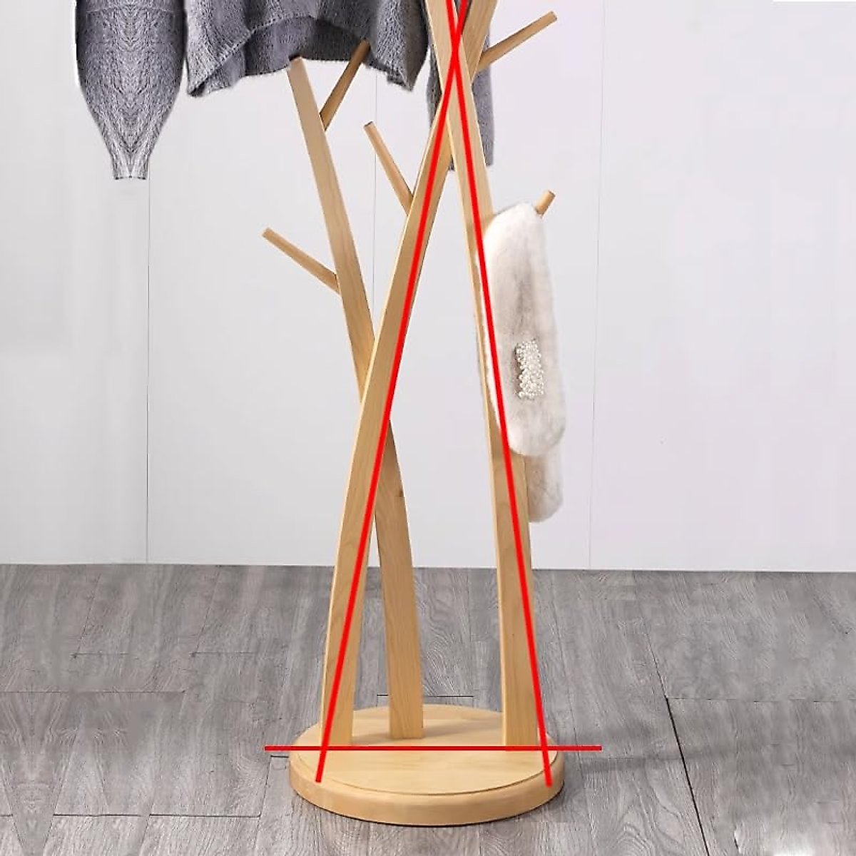 LITFAD Wooden Coat Rack Tree Freestanding Coat Stand with 13 Hooks, Tree Branch Design Clothes Standing Hanger for Multiple Coat and Hats, Coat Tree Rack for Bedroom, Entryway and Office-Black