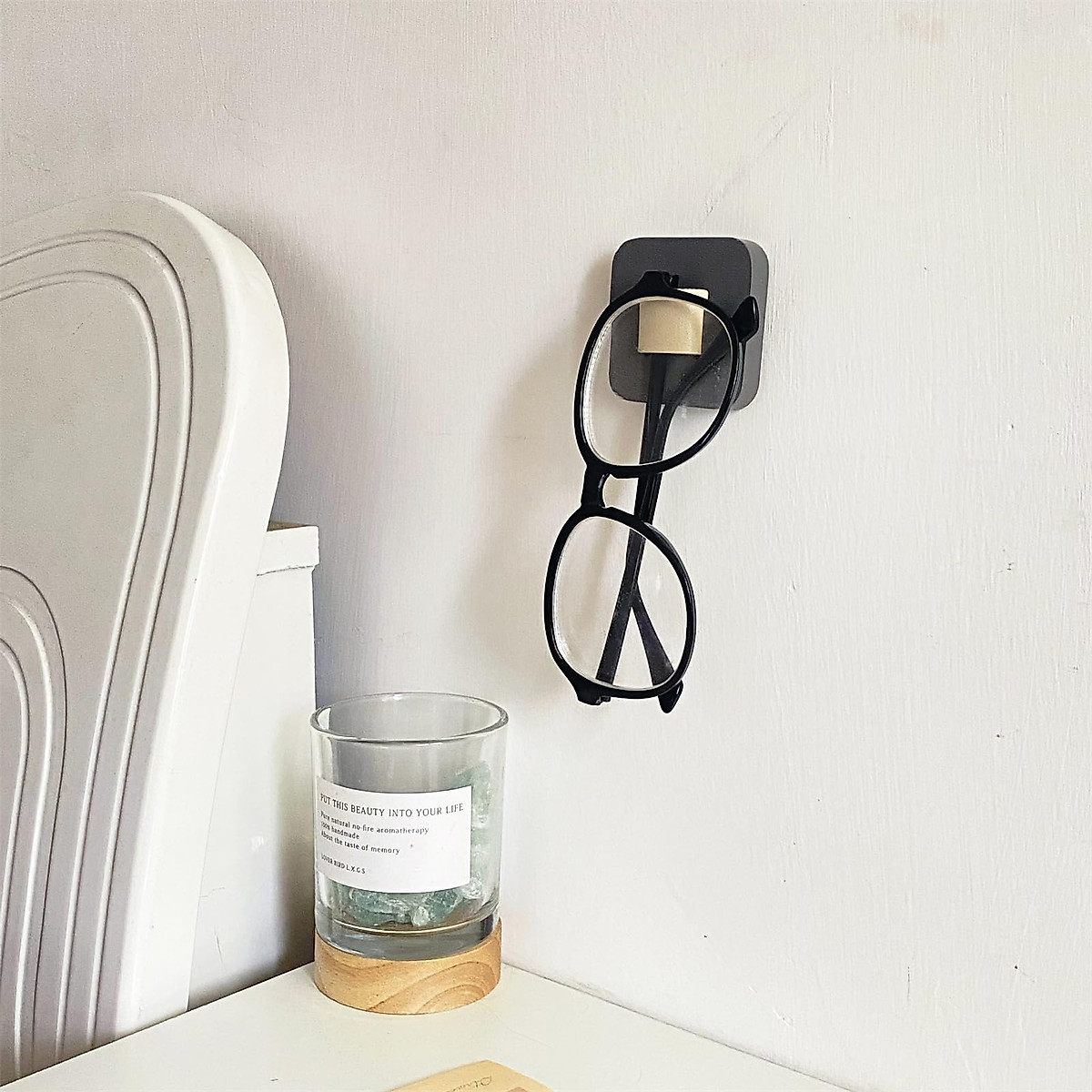 FINDAMAZE 2pcs Wood Sunglasses Organizer Sunglasses Holder Wall Mounted Eyeglasses Storage Glasses Display stand (Grey)