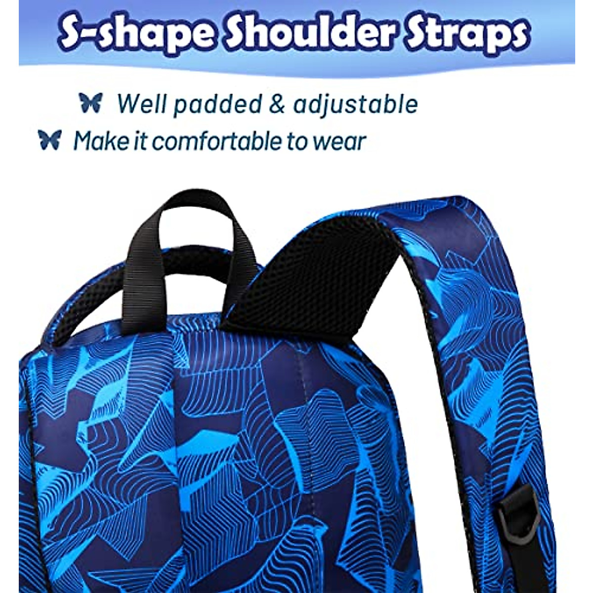 BLUEFAIRY Kids Backpack Boys Elementary School Bags Primary Middle School Book Bags Sturdy for Teens Chlid Lightweight Durable Travel Gifts Mochila para niños 17 Inch (LINE-BLUE)