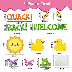 59Pcs Duck Bulletin Board Cutouts Quack Welcome Back To School Duck Classroom Decoration Cutouts Duck Themed Party Supplies Suitable for Teacher Student Bulletin Board Display or Home Wall Decorations
