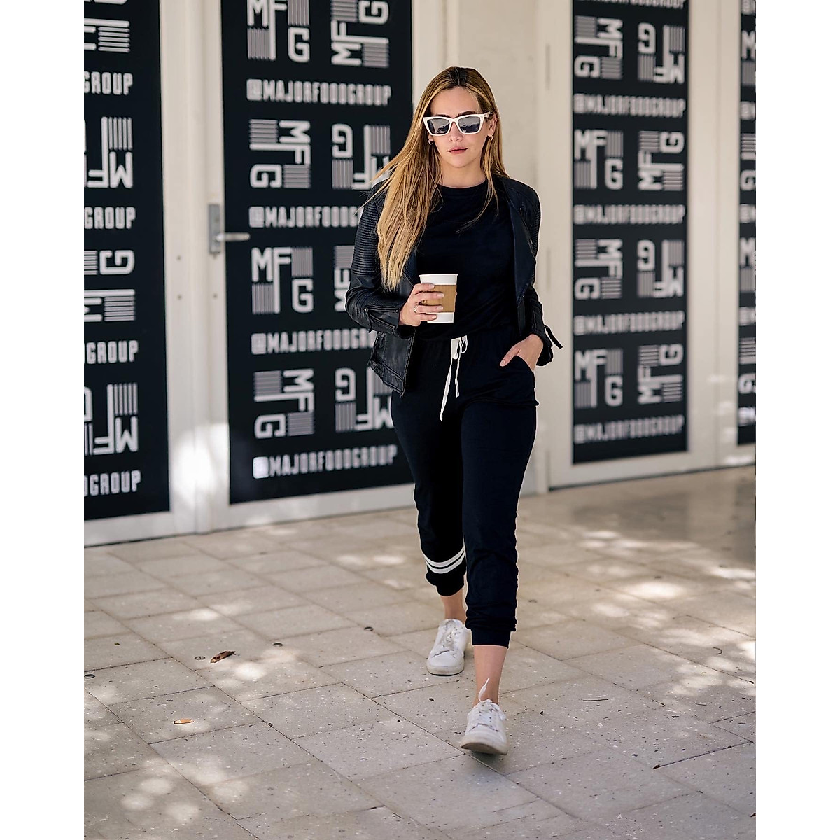 PRETTYGARDEN Women Summer Two Piece Outfits Striped Short Sleeve Pullover and Long Pants Tracksuit Travel Pajama Lounge Set (Black,XX-Large)