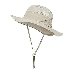 Baby Sun Hat for Girls Boys UPF 50+ Sun Protection Wide Brim Beach Hat Bucket hat Beige 12-24 Months
