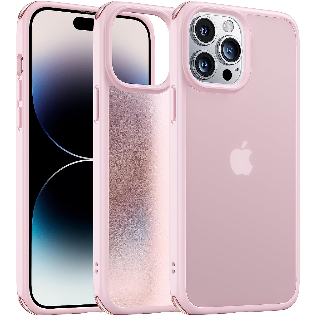 Alphex for iPhone 14 Pro Case with Air Padding, 12FT Military Grade Drop Protection, Silky & Non-Greasy Feel, Pocket Friendly, Thin Slim Phone Cover for Men Women 6.1 Inch - Pink 2nd