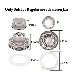 Mason Jar Liquor/Oil Pour Spout Dispenser, Sprouting Mason Jar Lid,Shaker Lid Shaker Dry Rub Lid - Cocktail, Mix Spices, Dredge Flour, Sugar Pack of 6