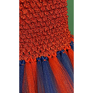 Marvel Spiderman Peter Parker Miles Morales Spider-verse Red Bodice Lined Tutu Dress Party Costume Kids Girls Baby Toddler - Ships fast and free! (Spider-man Face, Blue and Red, Medium 3T - 5Y)