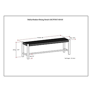 SIMPLIHOME Dahlia SOLID ACACIA WOOD 46 Inch Contemporary Outdoor and Indoor Bench in Grey, For the Garden