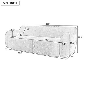 81.5'' Minimalist Curved Upholstered Sofa, Modern 3-Seat Modular Casual Sofa, Polyester Upholstered Couch for Living Room, Bedroom and Apartments (Beige-188J)