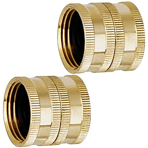 Lifynste 2 Pack 3/4" Heavy Duty Brass Garden Hose Adapter with Dual Swivel for Male Hose to Male Hose, Double Female
