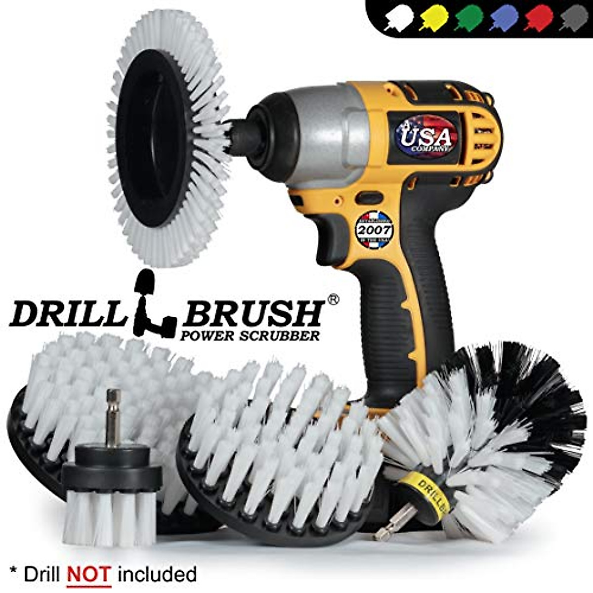 Drill Brush Power Scrubber Soft White Attachment Set - Windshield Cleaner - Soft Scrub Brush for Glass – Auto Detailing Brush Kit - Car Carpet Power Scrubber - Interior Cleaning - Car Wash Accessories