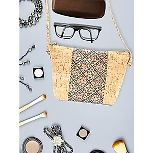 Tile Pattern Handmade Portuguese Cork Crossbody Purse for Women