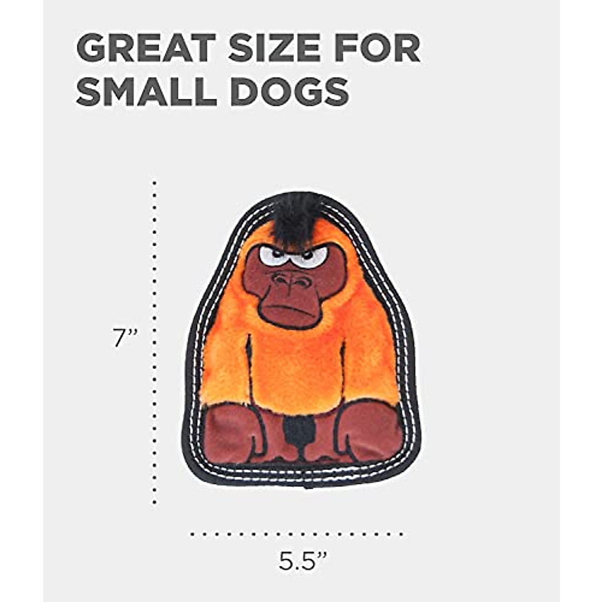 Outward Hound Tough Seamz Gorilla Plush Dog Toy, Small