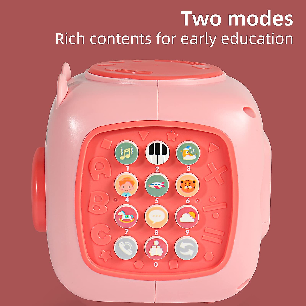 YOOYID Baby Toy Musical Activity Cube Piggy with Small Car Educational Number Learning Toys for Toddlers 9-18 Months