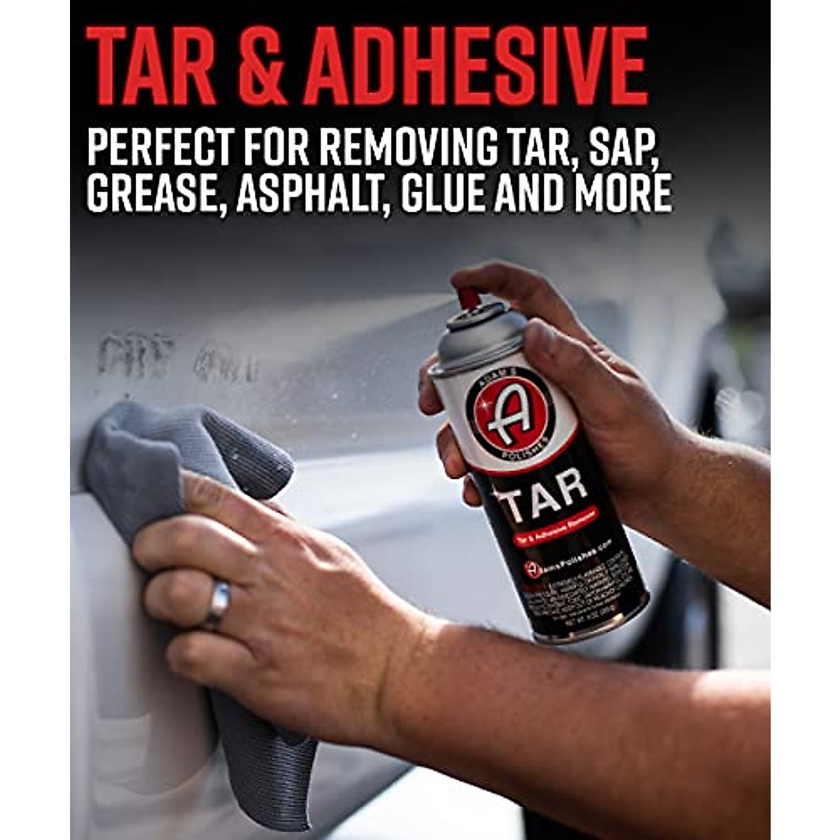 Adam's Tar 9oz - Heavy Duty, Concentrated Road Tar & Adhesive Remover | Remove Rubber Streaks, Badges, & Grime from Your Paint, Wheels, Rims, and Other Exterior Surfaces