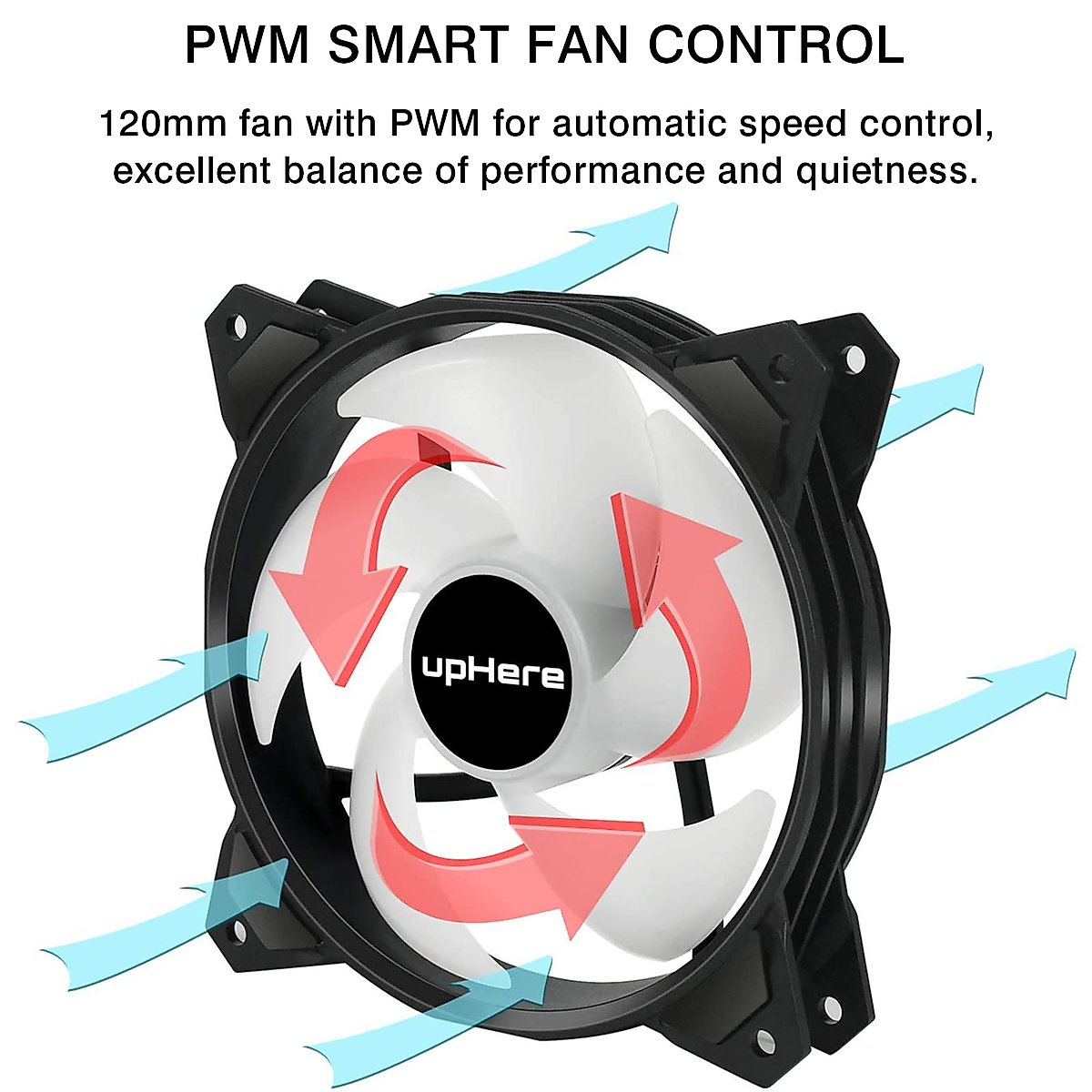 upHere Long Life 120mm PWM 4-Pin High Airflow Quiet Edition Rainbow LED Case Fan for PC Cases, CPU Coolers, and Radiators 3-Pack,(PF120CF4-3)