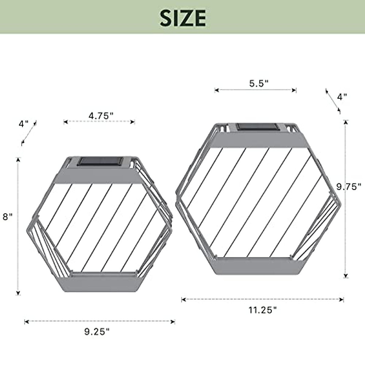 Grand patio Outdoor Leiden LED Solar Hexagon Wall Sconce Planter, with Dusk to Dawn Sensor Decor Wall Lighting for Garage Doorway Patio Yard, Cement Grey (L-Linear)