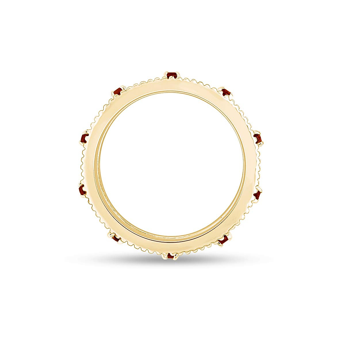 Jewel Zone US Round Cut Simulated Red Garnet 3.25 MM Stackable Ring in 14K Yellow Gold Over Sterling Silver